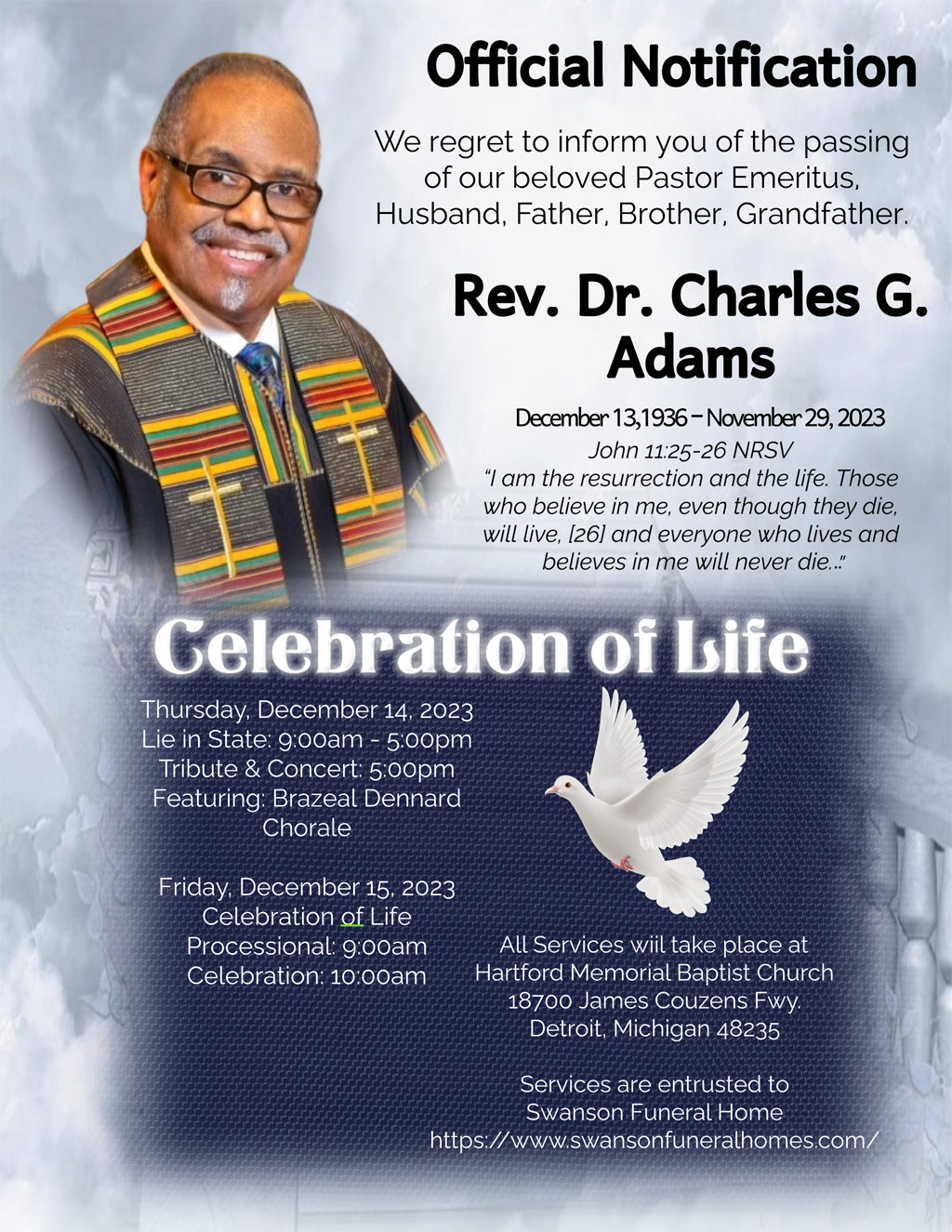 'Celebration of Life' slated to honor longtime Detroit pastor Charles ...